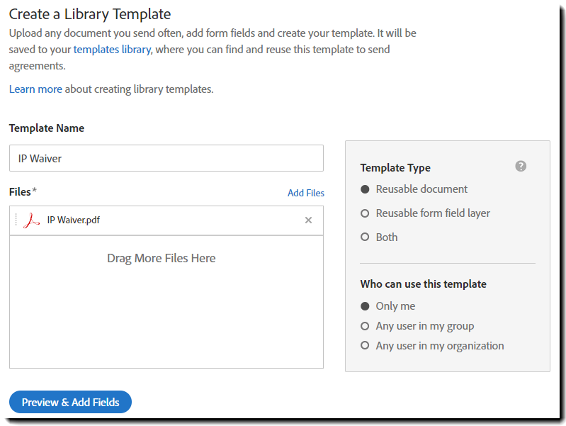 Create a template from an agreement